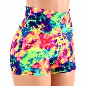 High Waist Shorts in Neon Acid Splash - Etsy