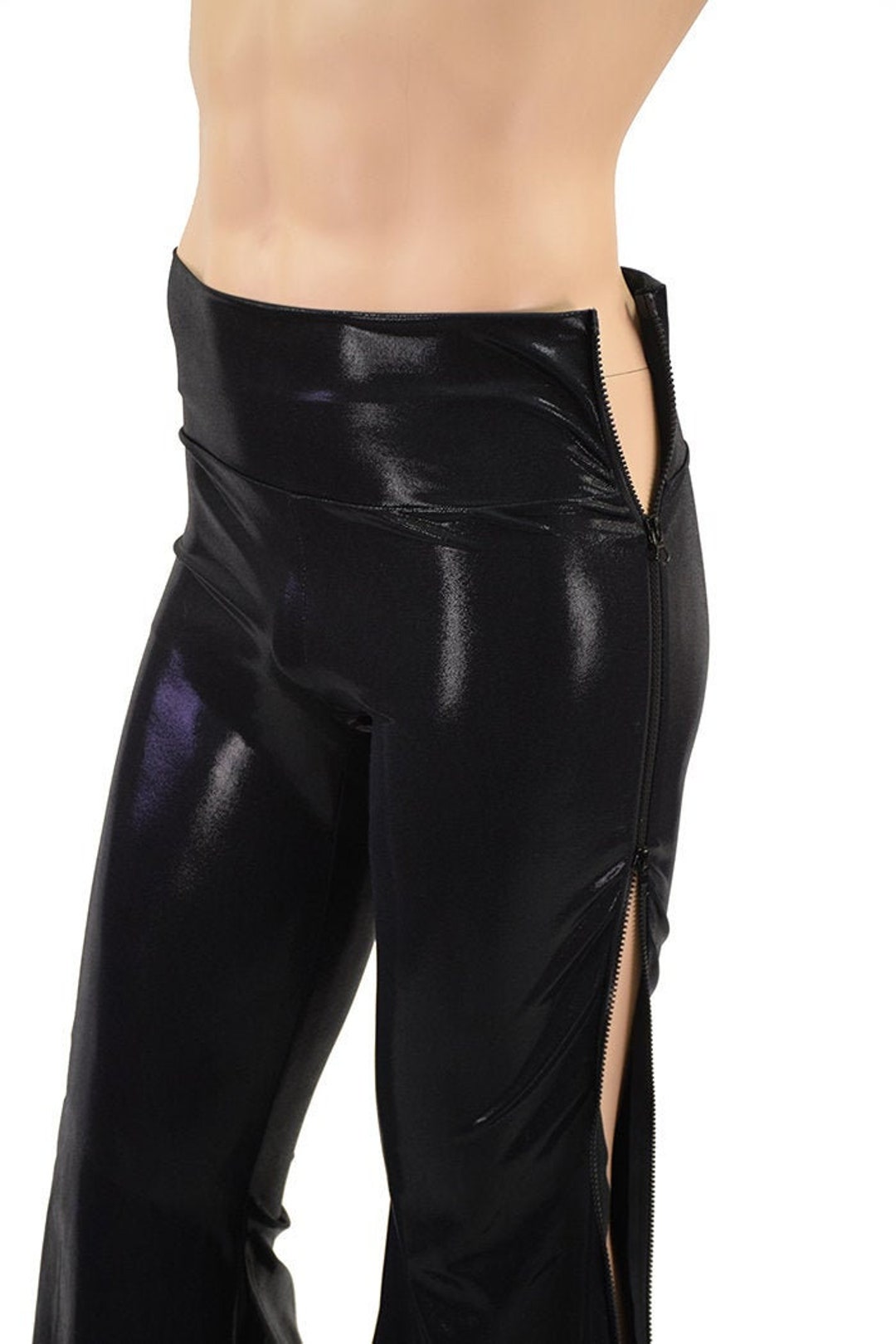 Mens Zip Away Pants With Separating Zippers in High Waist Black ...