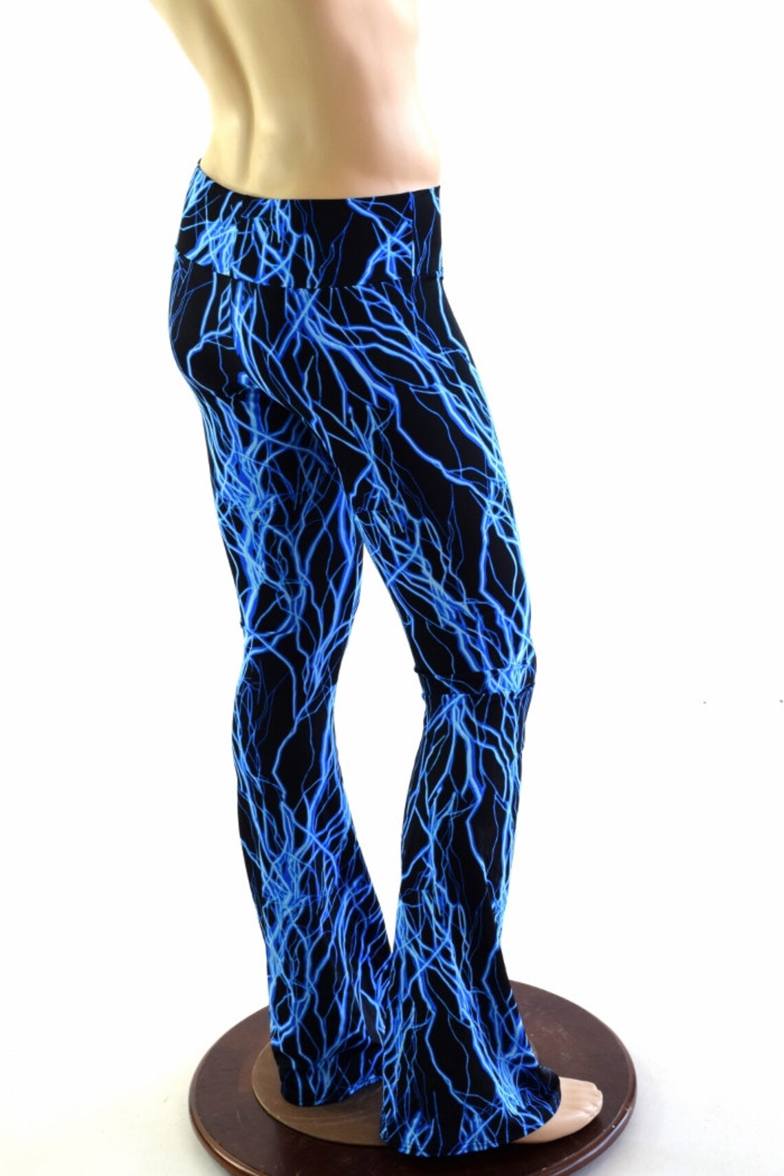 Mens Neon UV Glow Blue Lightning Bootcut Spandex Pants -152366 - Etsy