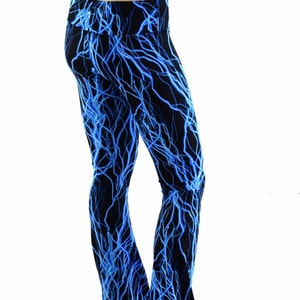 Mens Neon UV Glow Blue Lightning Bootcut Spandex Pants -152366 - Etsy