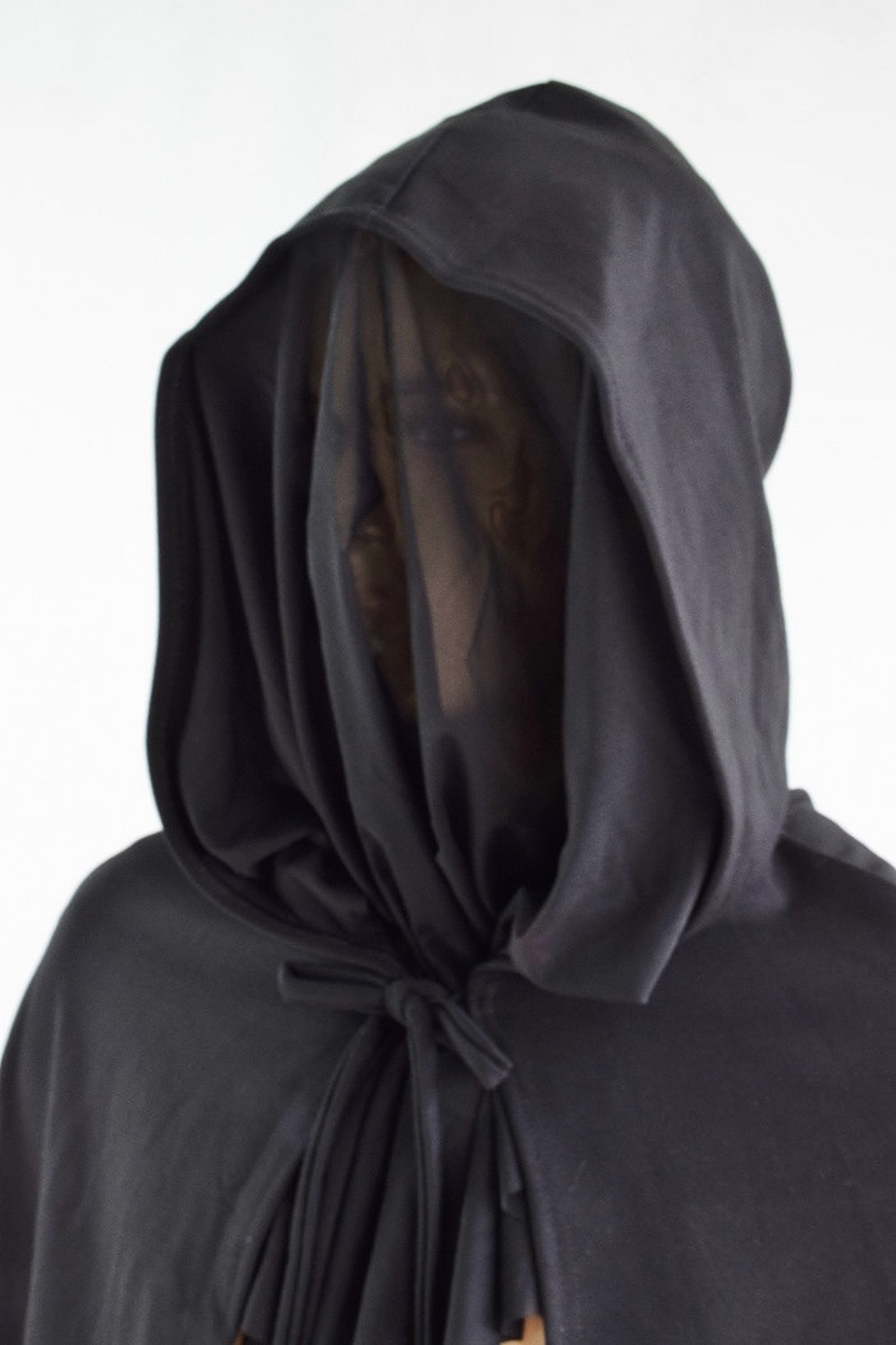 Grim Reaper Long Black Zen Cape Self-lined With Mesh Face - Etsy