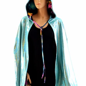 Unisex 35" Long Reversible Seafoam Holographic & UV Glow Galaxy Hooded ...