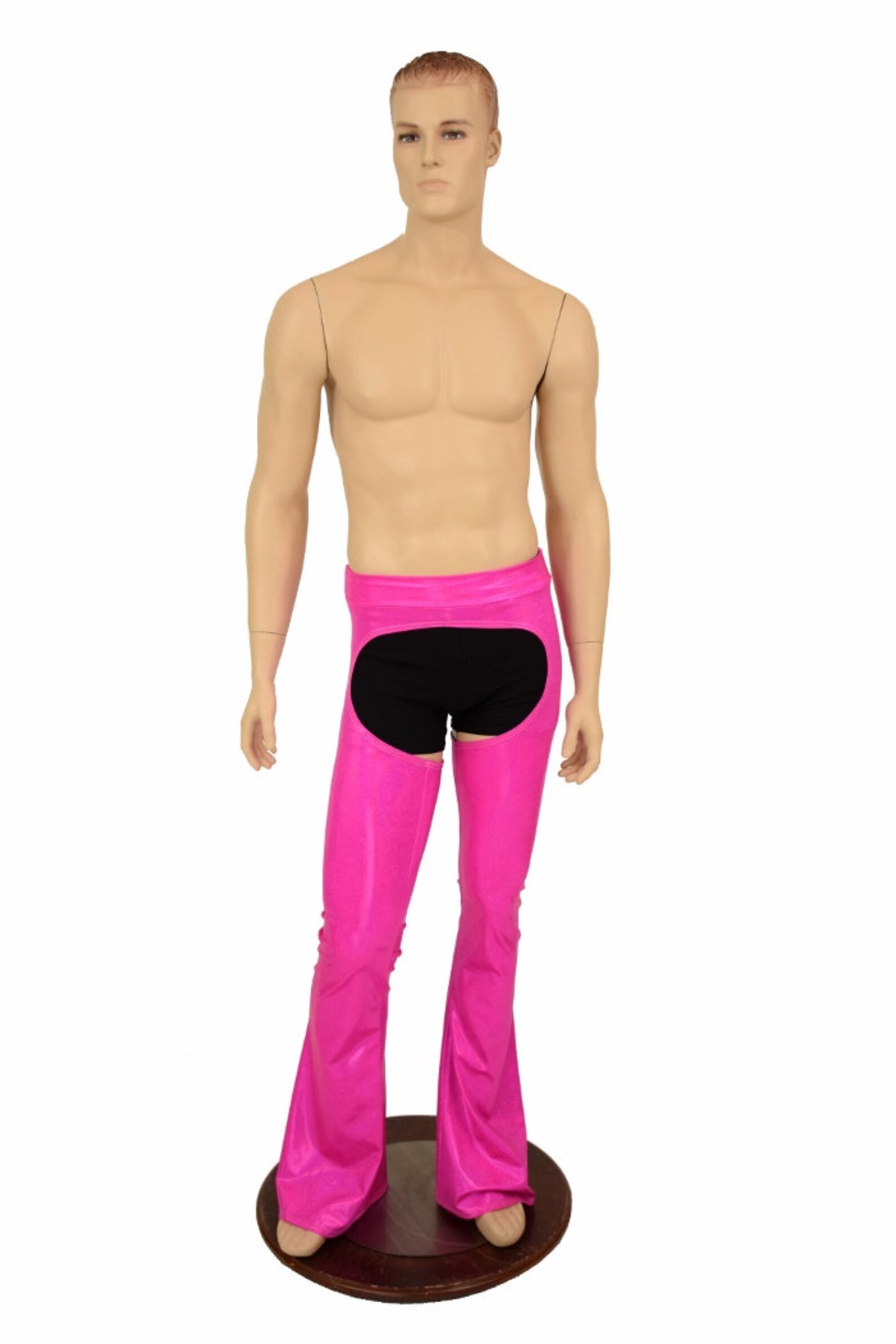 Mens Mid Rise Pink Sparkly Jewel Bootcut Spandex Chaps (SHORTS NOT ...