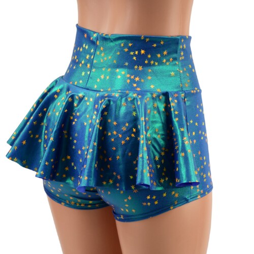 High Waist Shorts With Ruffled Leg in Stardust With Gold - Etsy