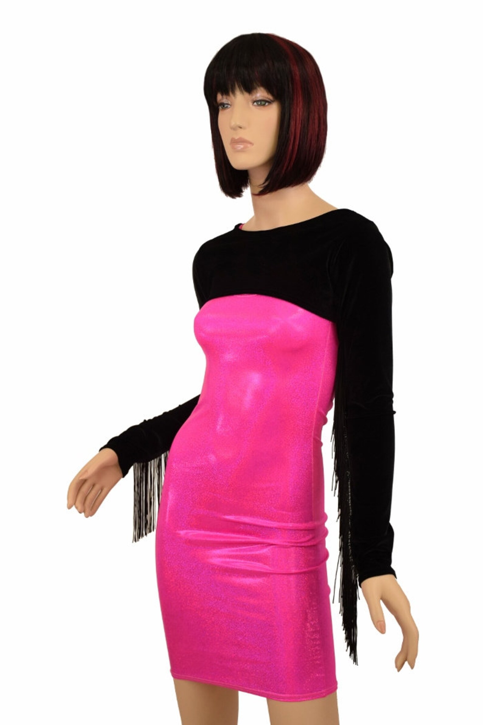 Black Fringe Bolero Dance Sleeves in Black Velvet bolero | Etsy