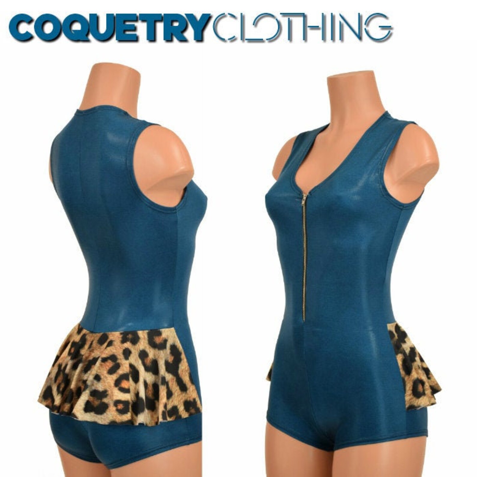 Ruffle Rump Romper in Nile Blue With Leopard Ruffle - Etsy