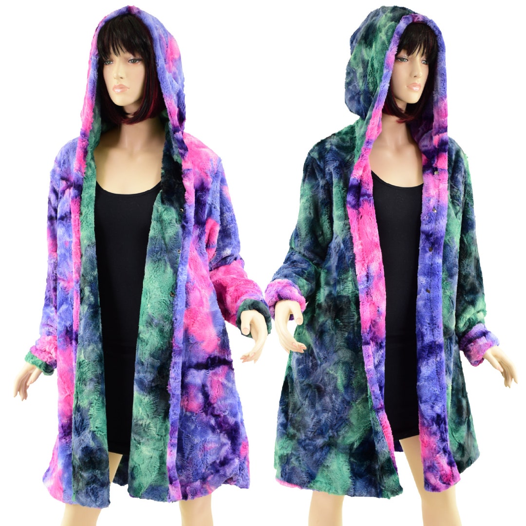 Reversible Minky A Line Coat in Razzle Dazzle Minky and Atlantis Minky ...