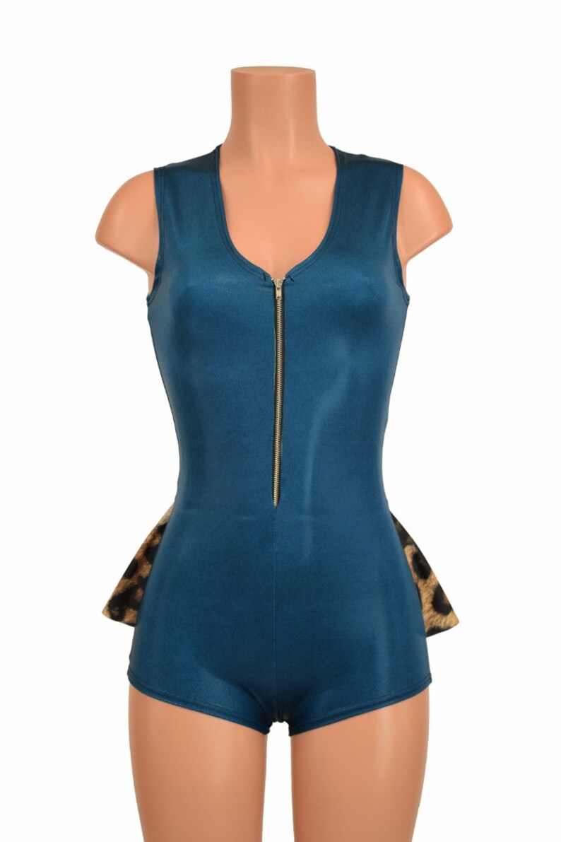 Ruffle Rump Romper in Nile Blue With Leopard Ruffle - Etsy