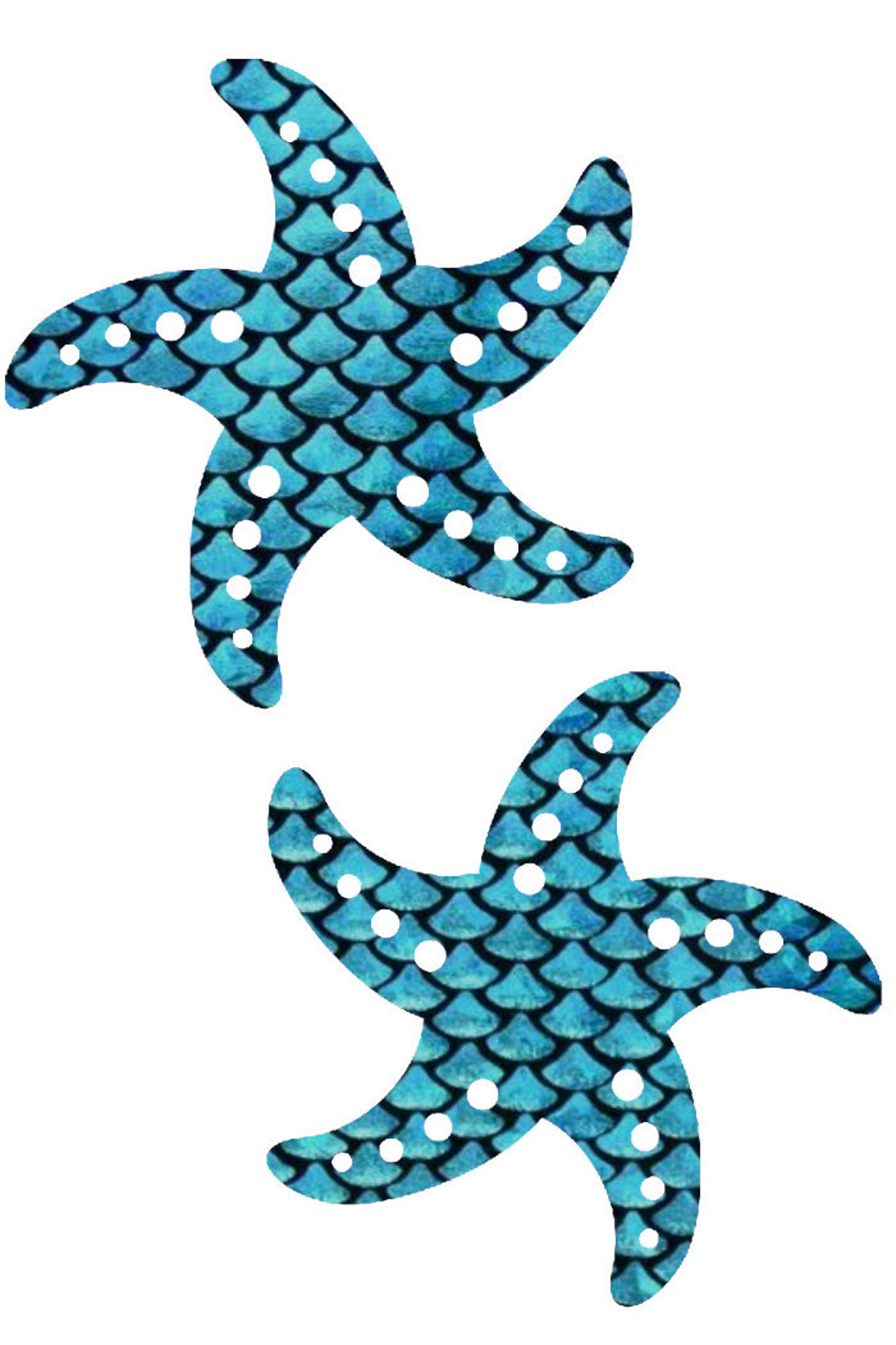 Aquamarine Fish Scale Starfish Pasties Body Stickers - Etsy
