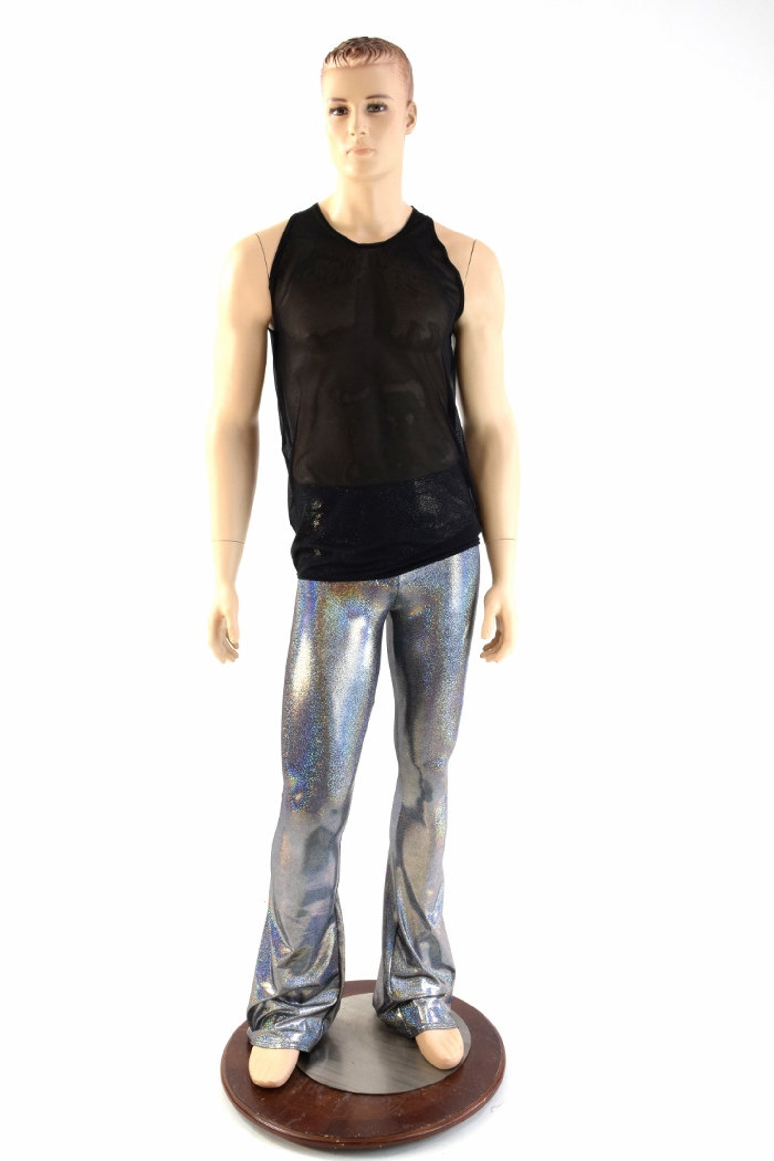 Mens See Through Sheer Black Mesh Muscle Shirt Mens Rave or Festival ...
