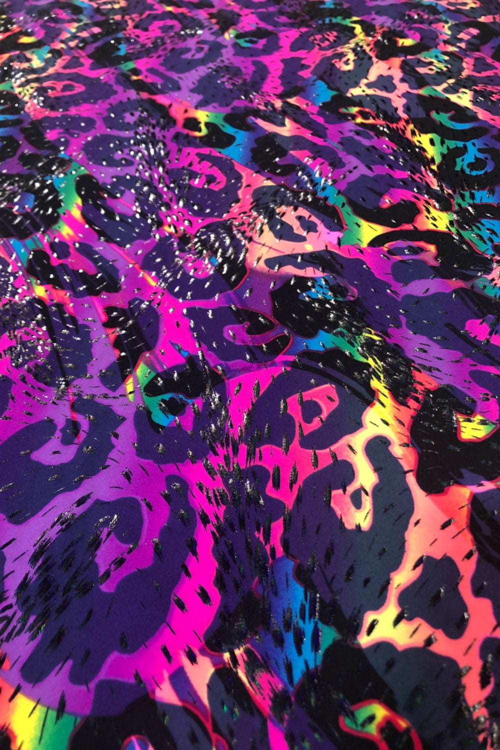 Neon Rainbow Leopard Print Spandex Fabric by the Yard - Etsy