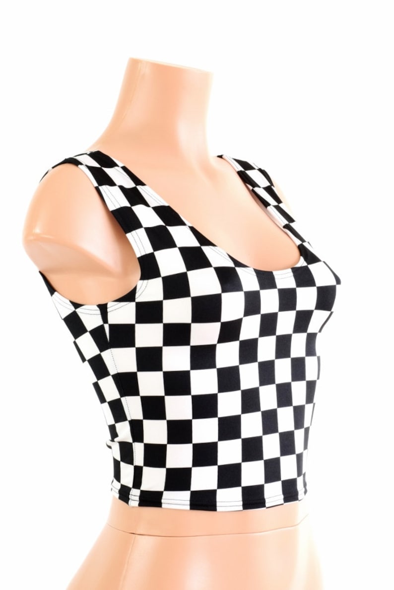 Black & White Checkered Crop Tank 150125 - Etsy