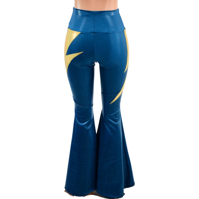 Nile Blue High Solar Flares With Gold Sparkly Jewel Bolts on Front and ...