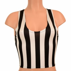 Black and White Stripe UV Black Light Racerback Crop Top Spandex ...