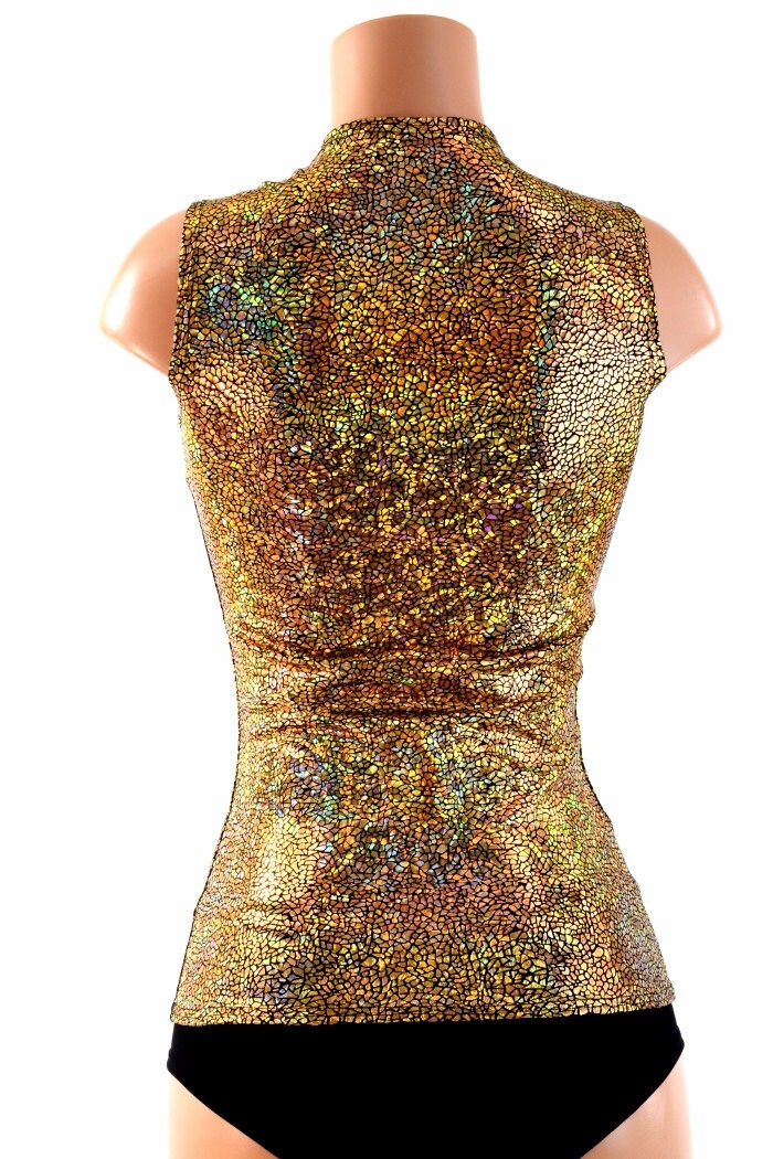Full Length Sleeveless Holographic Top With Crew Neckline in - Etsy