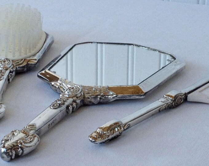 Silver Plated Godinger GSA Vanity Set Brush / Comb / Mirror - Etsy