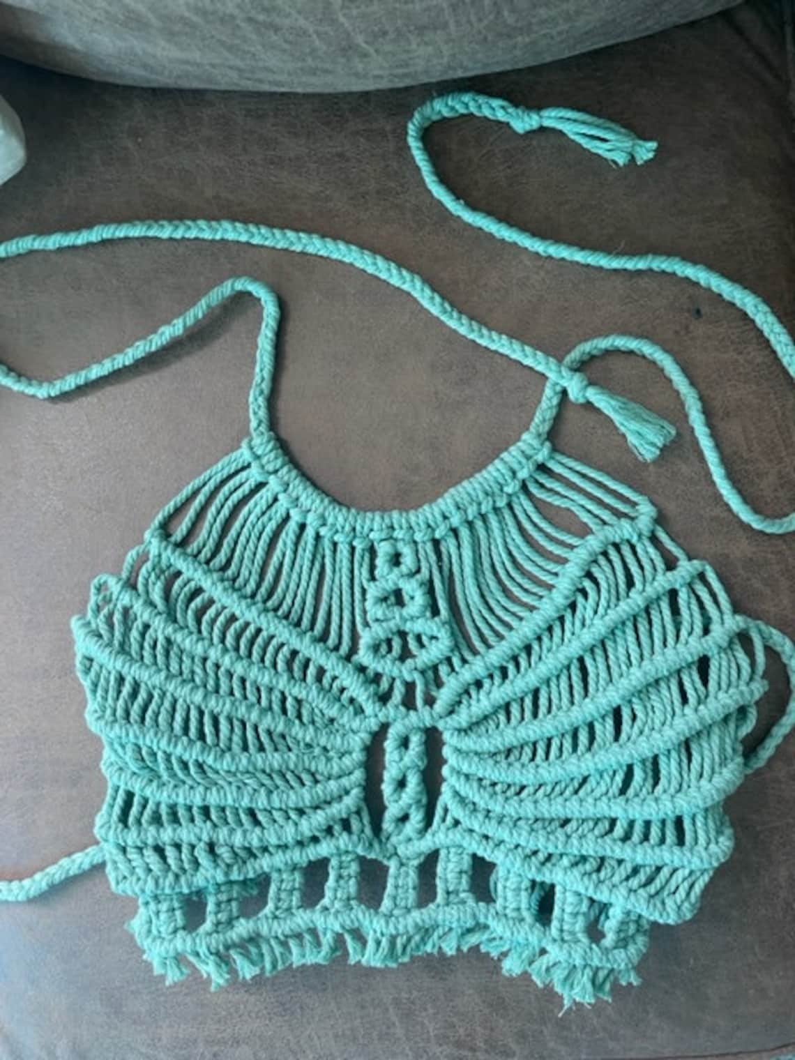 Macrame Crop Top Mint Green or Cream White Boho - Etsy