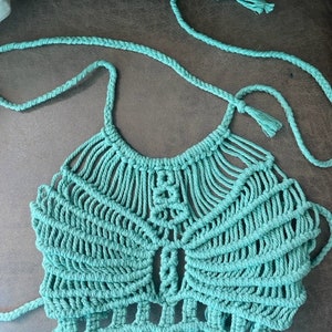 Macrame Crop Top Mint Green or Cream White Boho - Etsy