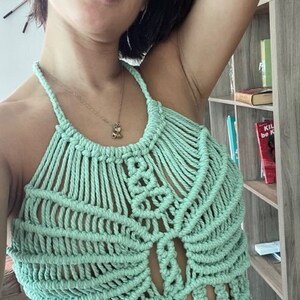 Macrame Crop Top Mint Green or Cream White Boho - Etsy