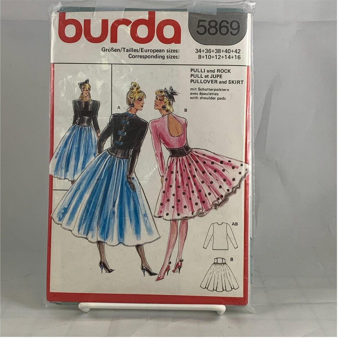 Vintage Burda 5869 Misses' Skirt and Top Sewing Pattern European Size ...