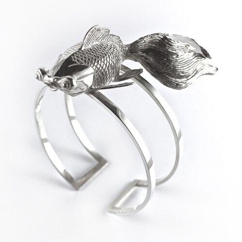 Silver Hand Crafted Koi Fish Cuff Bracelet - Etsy