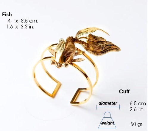 Gold Plated Hand Crafted Koi Fish Cuff Bracelet 1 - Etsy
