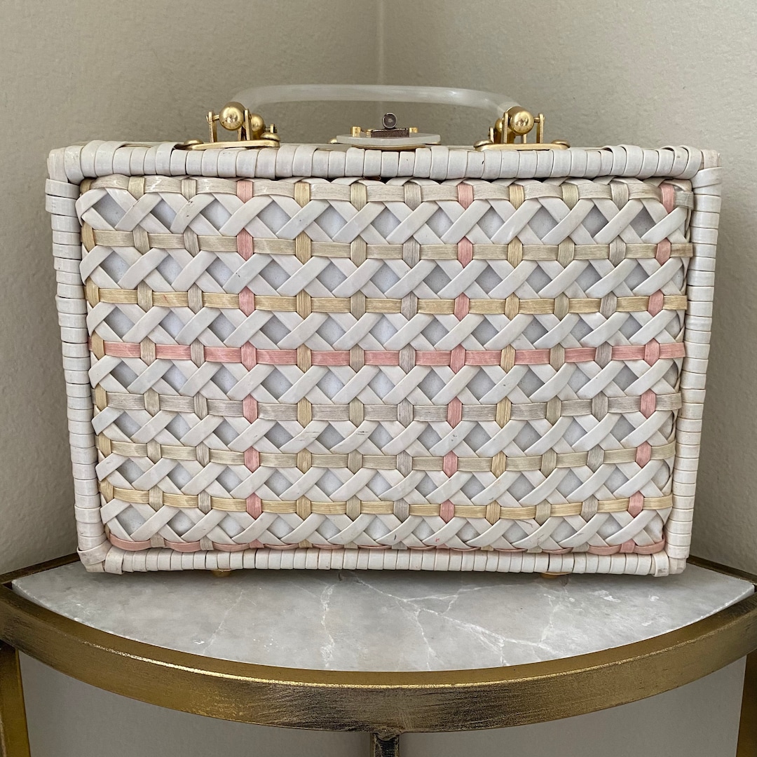 Vintage Handbag,stylecraft Miami Basket Purse Handbag Top Handle Lucite ...