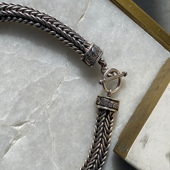 Braided 925 Sterling Silver Choker - Edgy Toggle Neck… - Gem