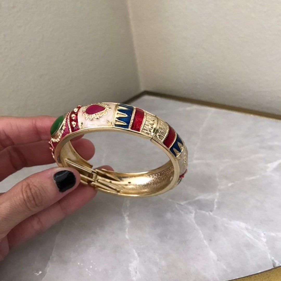 Vintage Bracelet,bangle Bracelet With Stones and Enamel Boho Chic Jiu ...