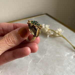 Gaudy Ring, Green Stones Ring, Emerald Ring, Sunflower Ring, Cocktail ...