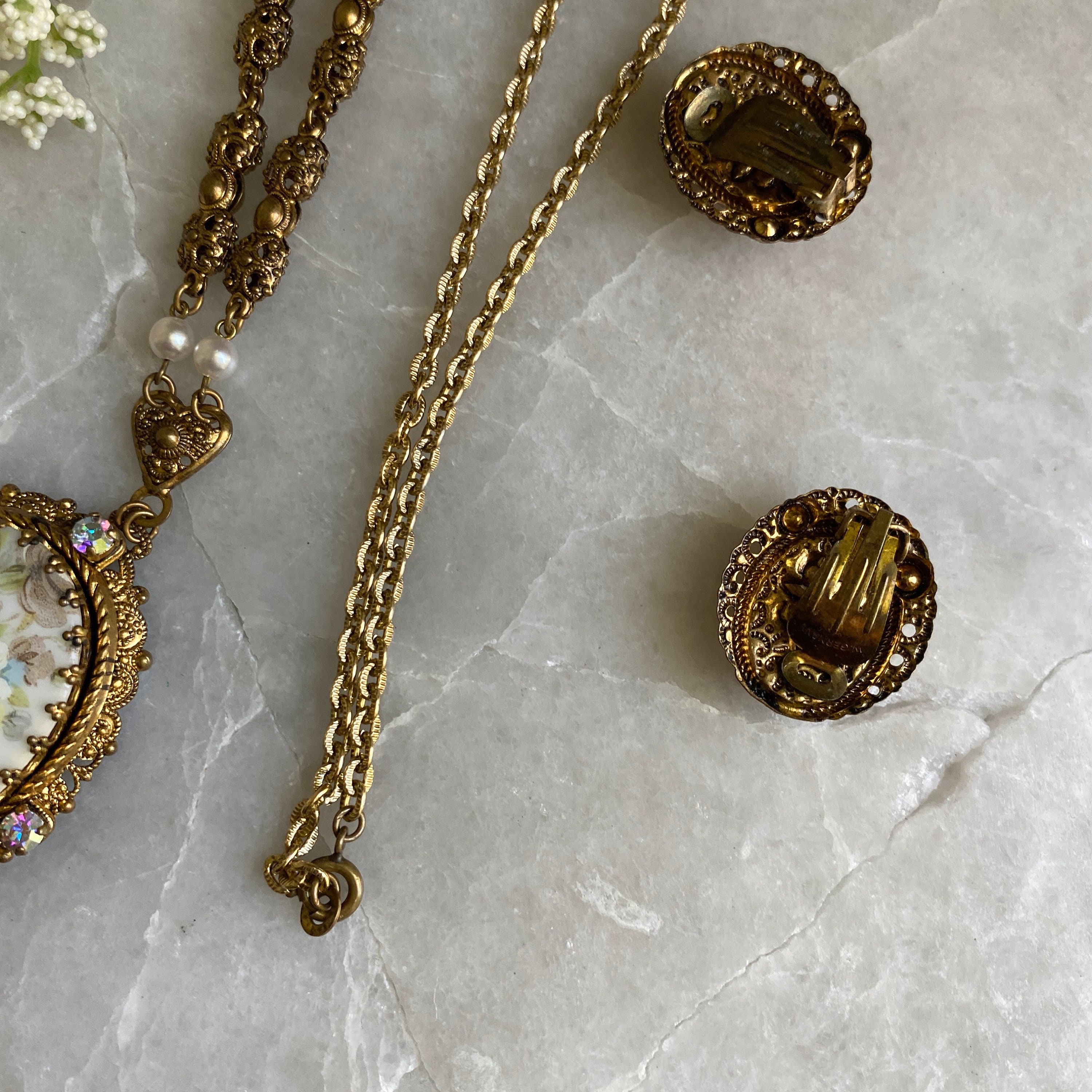 Vintage Jewelry Set W Germany Necklace & Earrings Antique | Etsy