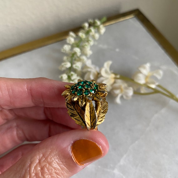Gaudy Ring, Green Stones Ring, Emerald Ring, Sunflowe… - Gem
