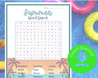 Summer Word Search Puzzle, Summer Scrabble, Summer Games, Printable ...