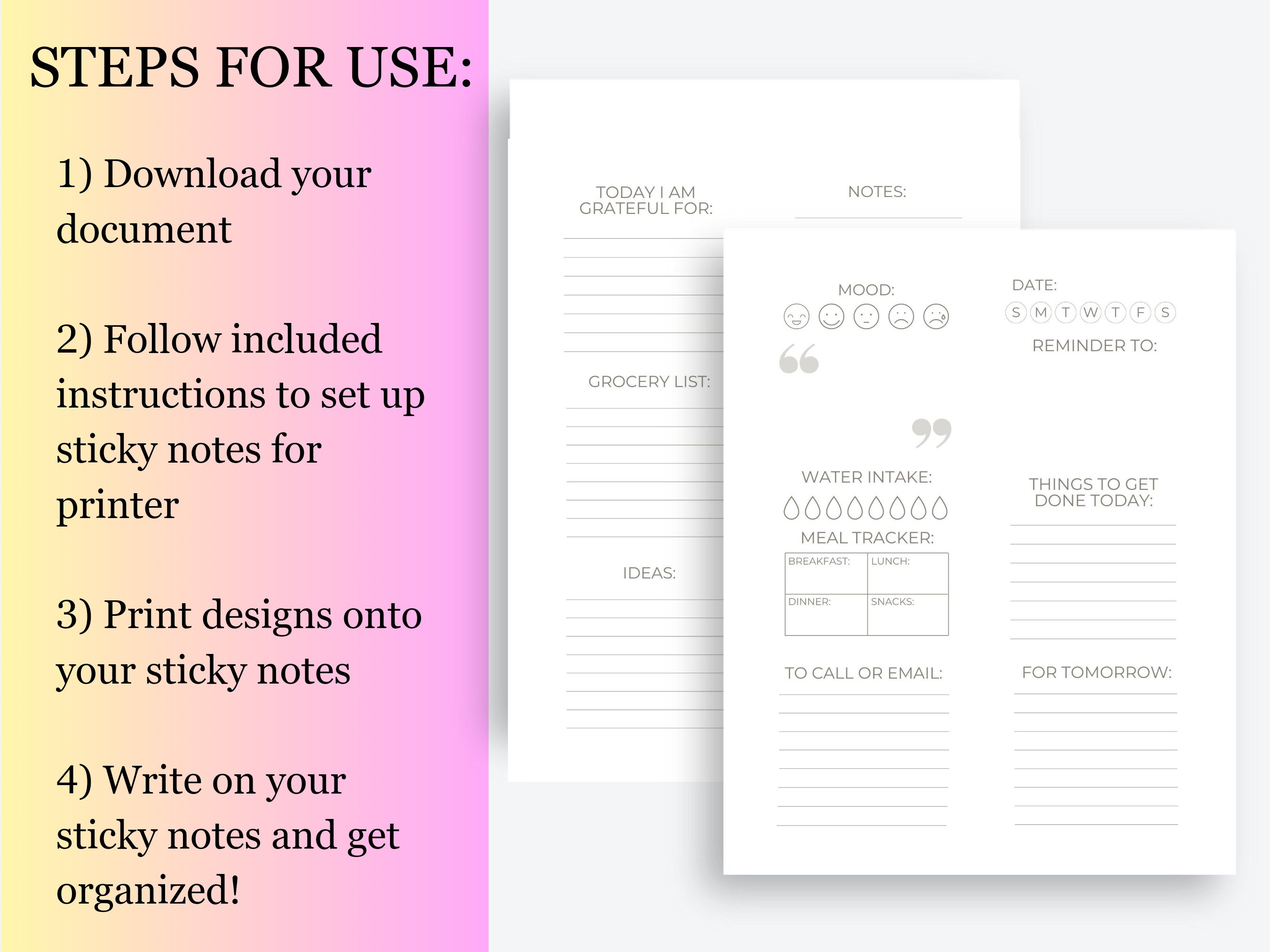 ADHD Printable Sticky Notes - Organizational Notes - Print at Home ...