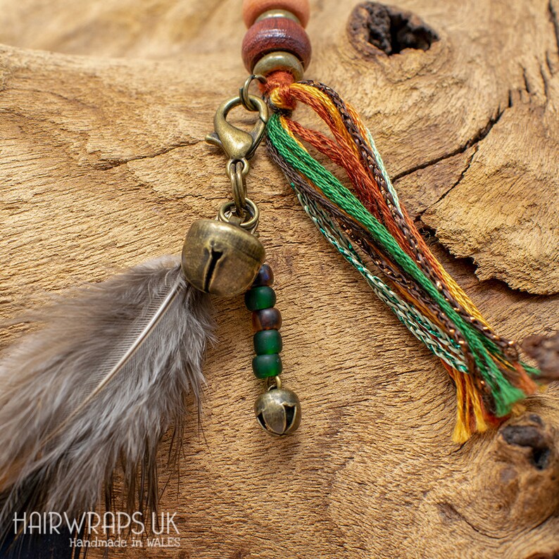 GREEN FEATHER BELL Green and Brown Bell Charm With Cruelty Free ...