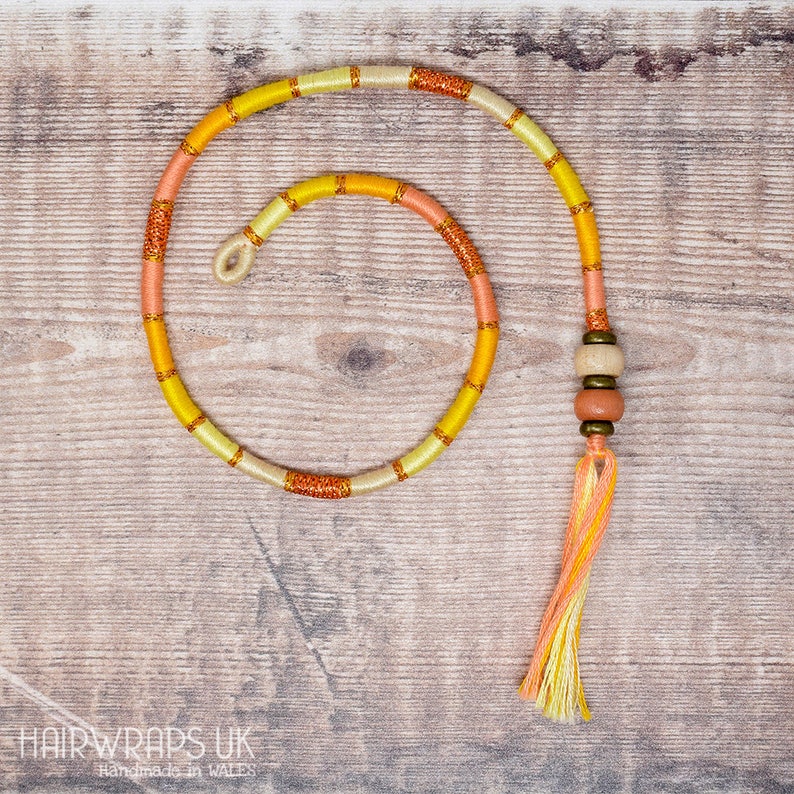Yellow Hairwrap With Wooden Beads Removable Hair Wrap | Etsy