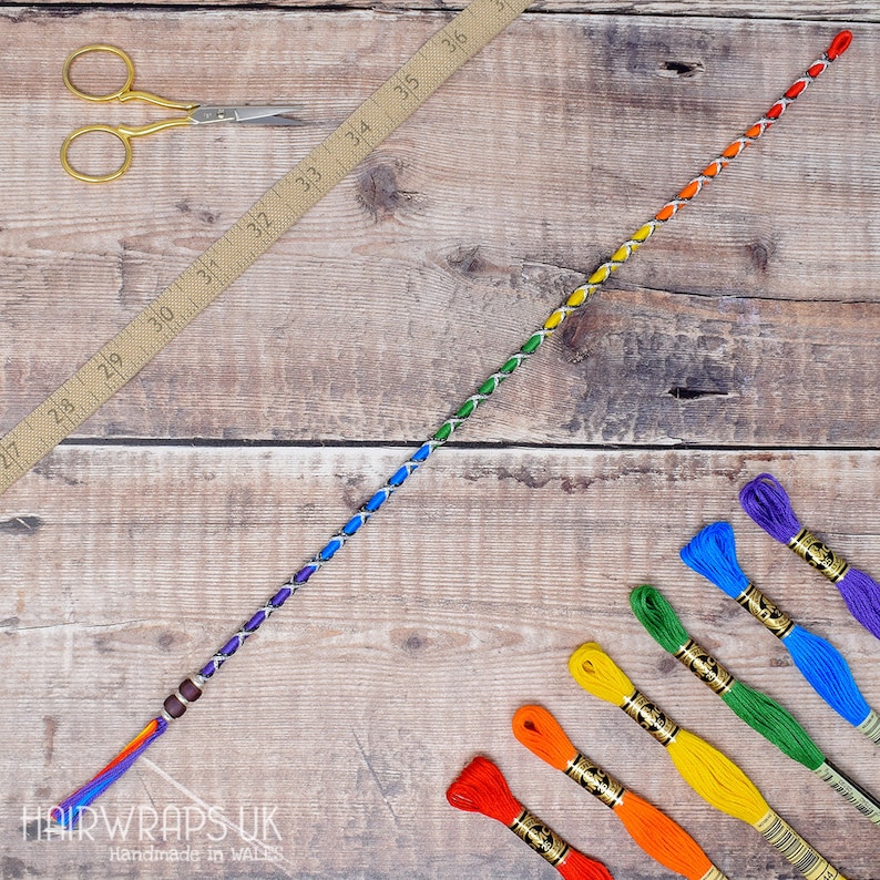 Rainbow Beaded Hair Wrap, Attachable Rainbow Hairwrap With Seaglass ...