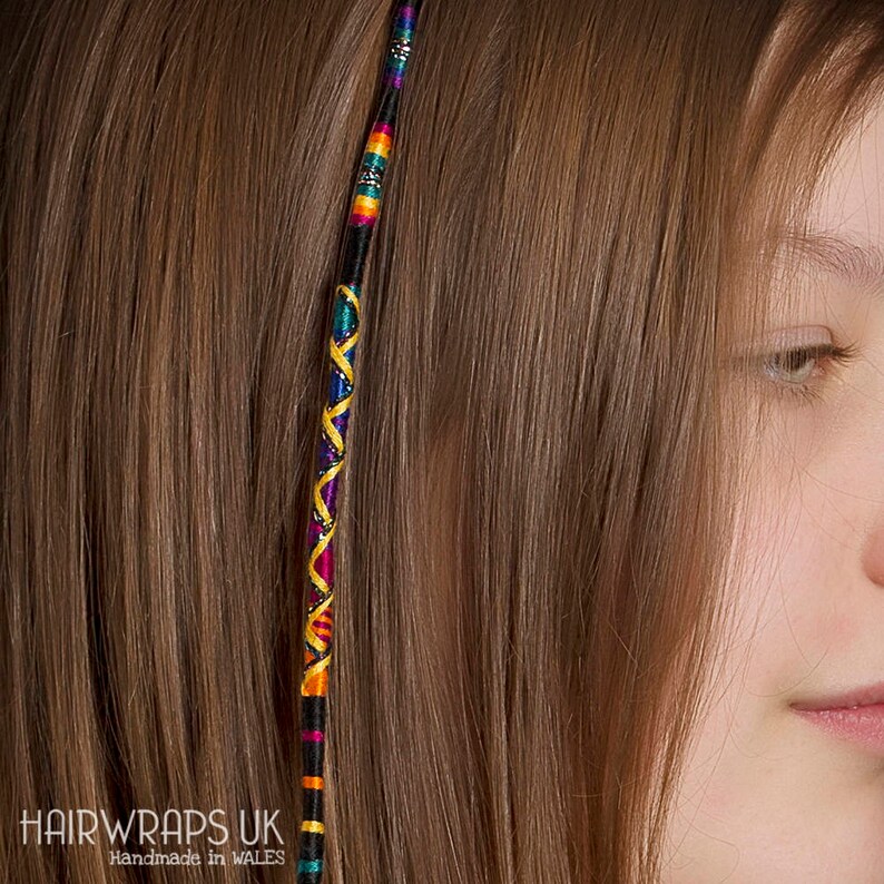 Hairwrap, Bohemian Hair Extension, Reusable Hair Wrap, Beaded Boho Hair ...
