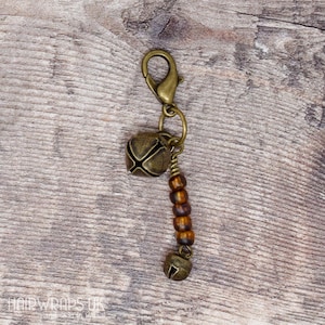 Tibetan Bronze Bell Charm for Hair Plaits, Hand Wrapped Wire Boho ...