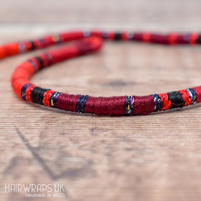 Red Hair Accessory, Red Hairwrap, Bohemian Hair Extensions, Reusable ...