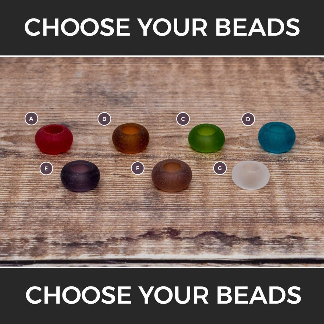Set of 3 Seaglass Beads, Large Hole Dread Beads, Frosted Glass Loc Bead ...