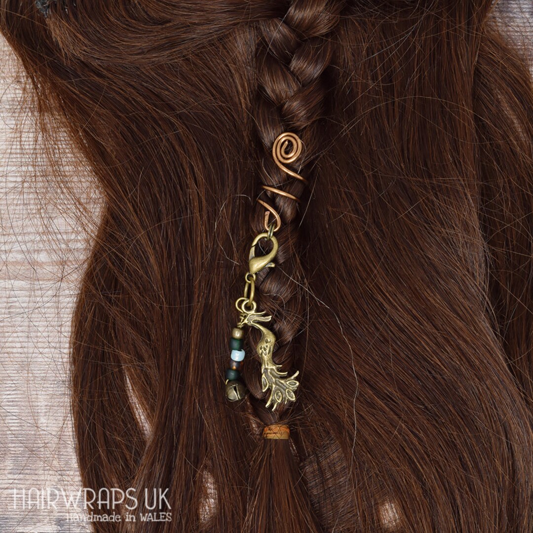 Hand Wrapped Wire Charm, Phoenix and Bronze Bell Hair Jewellery ...