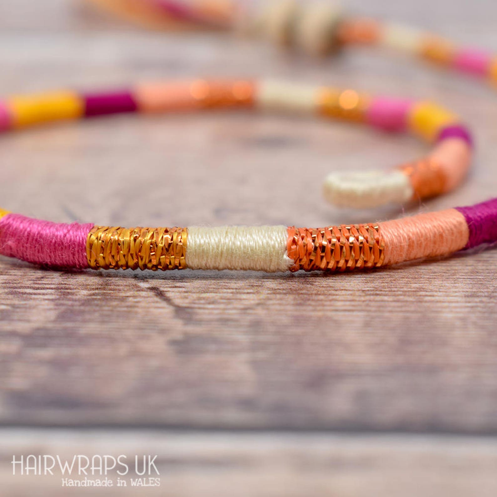 Summer Hair Wrap With Wooden Beads, Cotton Hairwrap, Attachable Boho ...