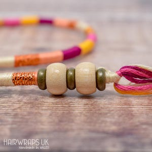 Summer Hair Wrap With Wooden Beads, Cotton Hairwrap, Attachable Boho ...