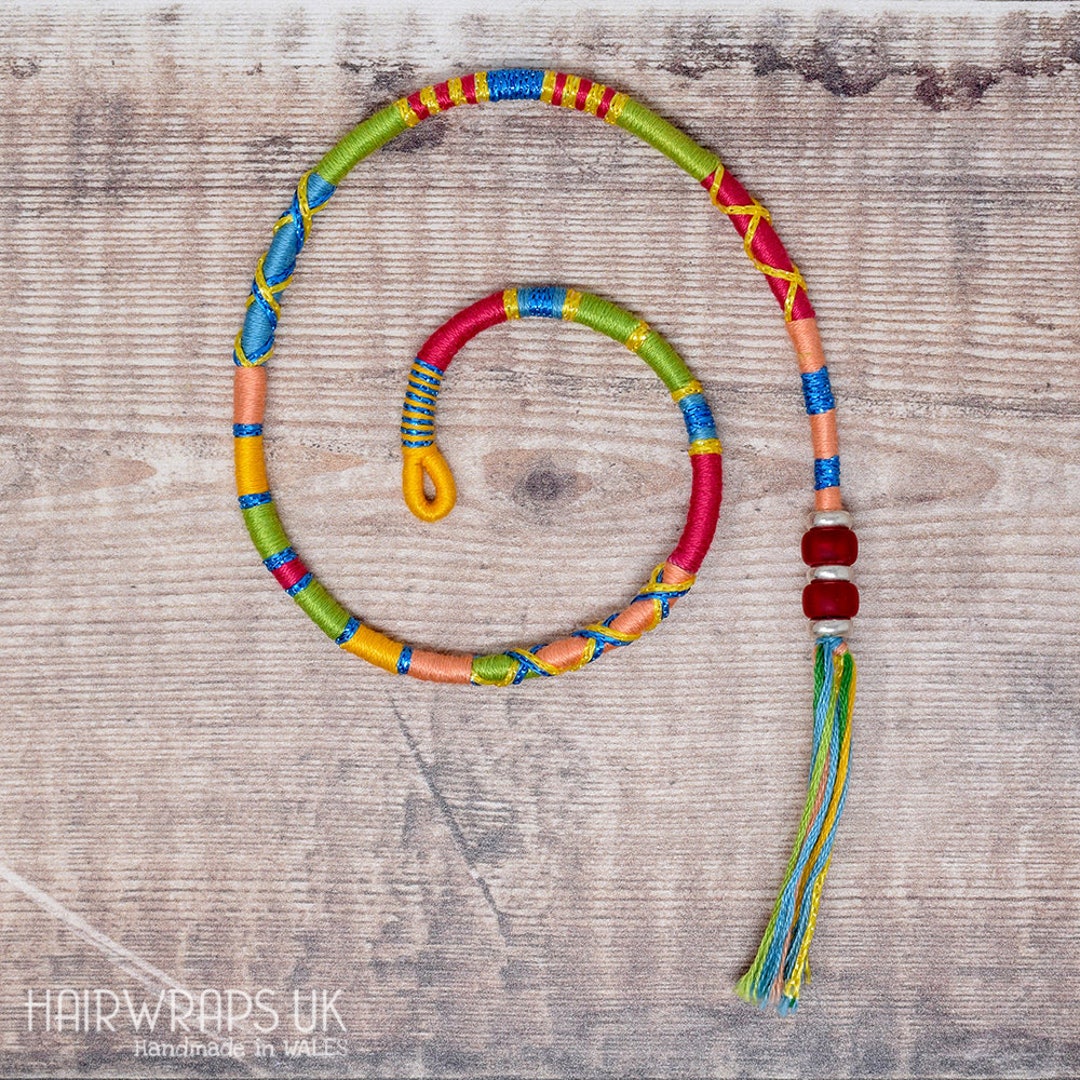 Hairwrap, Bohemian Hair Extension, Reusable Hair Wrap, Beaded Boho Hair ...