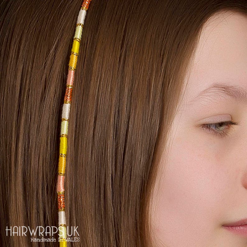 Yellow Hairwrap With Wooden Beads, Removable Hair Wrap, Attachable Hair ...