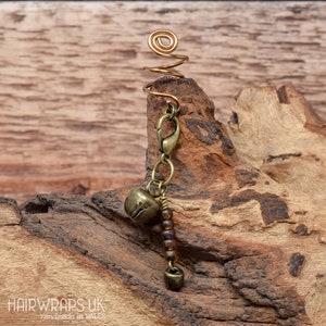 Tibetan Bronze Bell Charm for Hair Plaits, Hand Wrapped Wire Boho ...