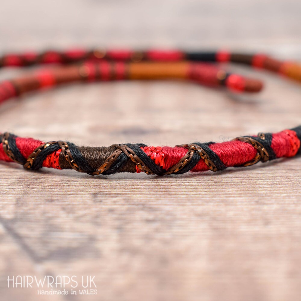 Cotton Hair Wrap Red and Brown Hairwrap Woodland Hair - Etsy UK
