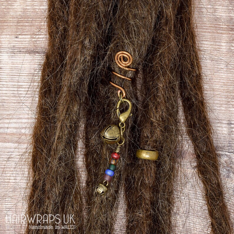 Rainbow Bead Wire Hair Cuff Charm, Hand Wrapped Wire Plait Jewellery ...