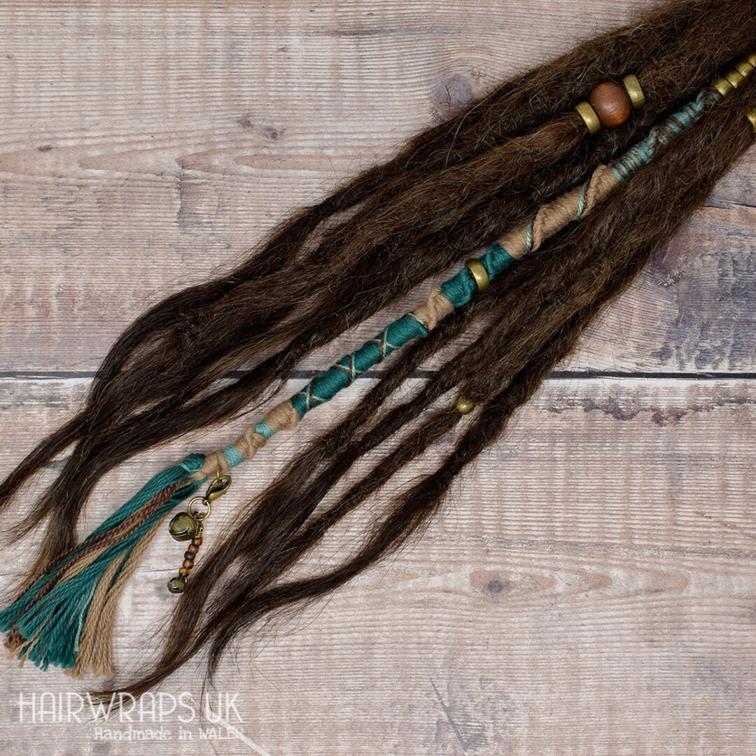 Green Chunky Hair Wrap, Attachable Vegan Wrap for Dreads or Natural ...